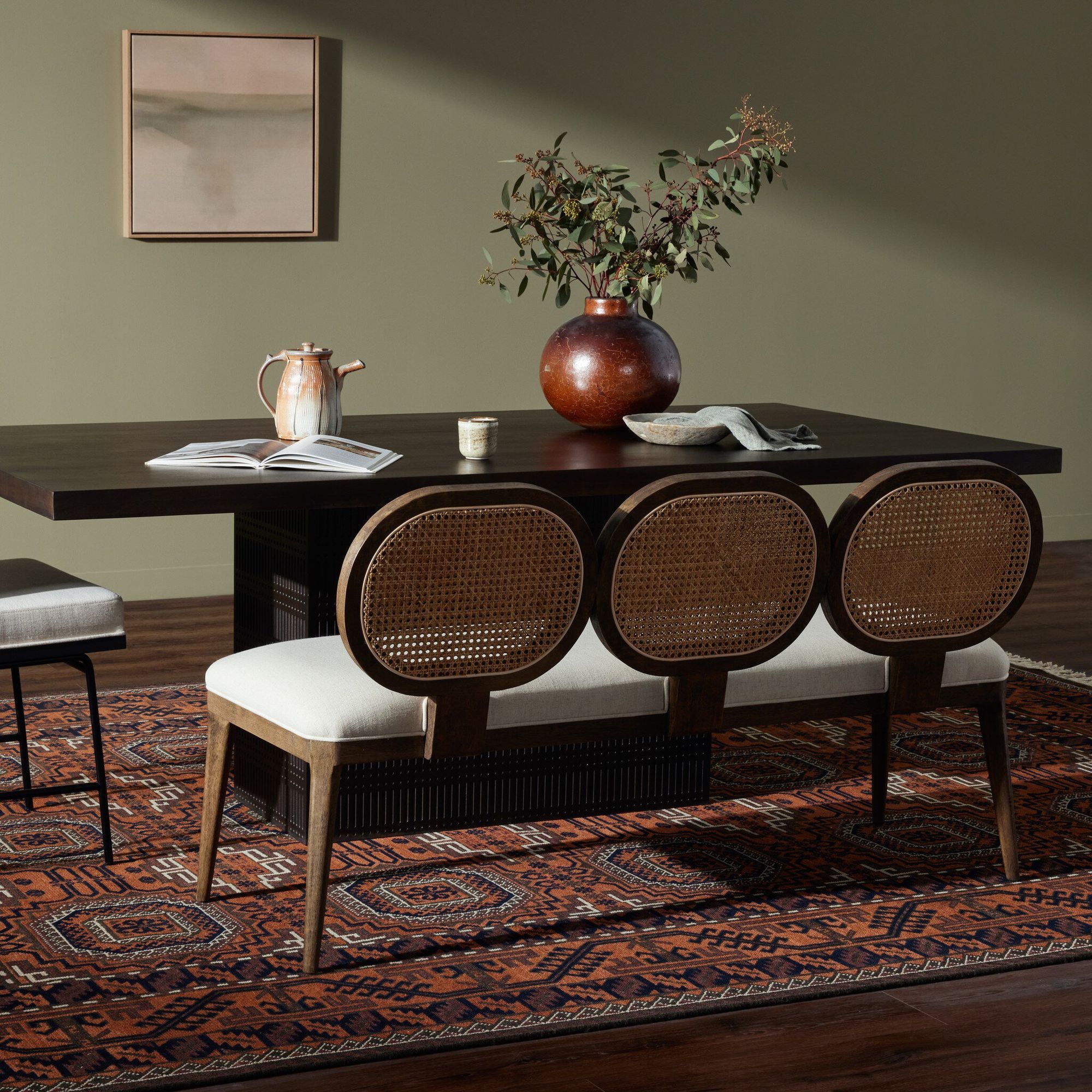 Cane dining bench store