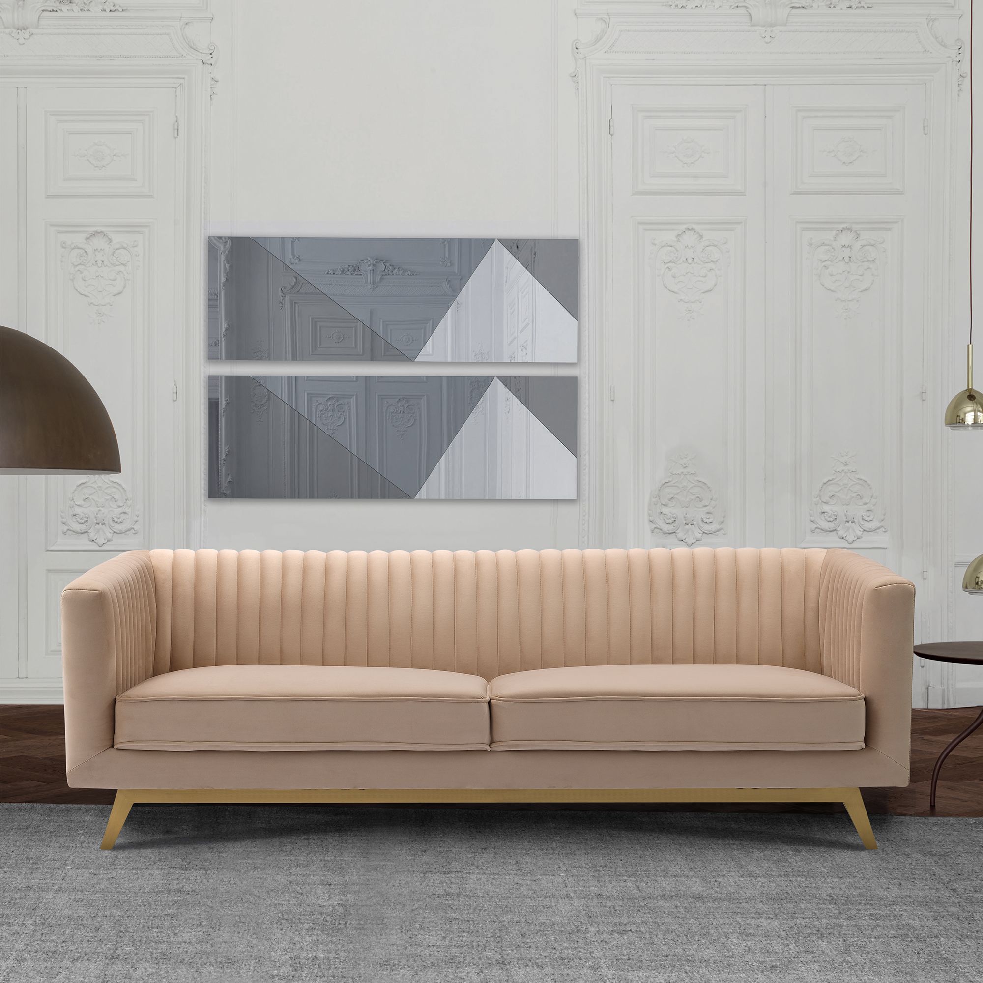 Beige velvet couch store